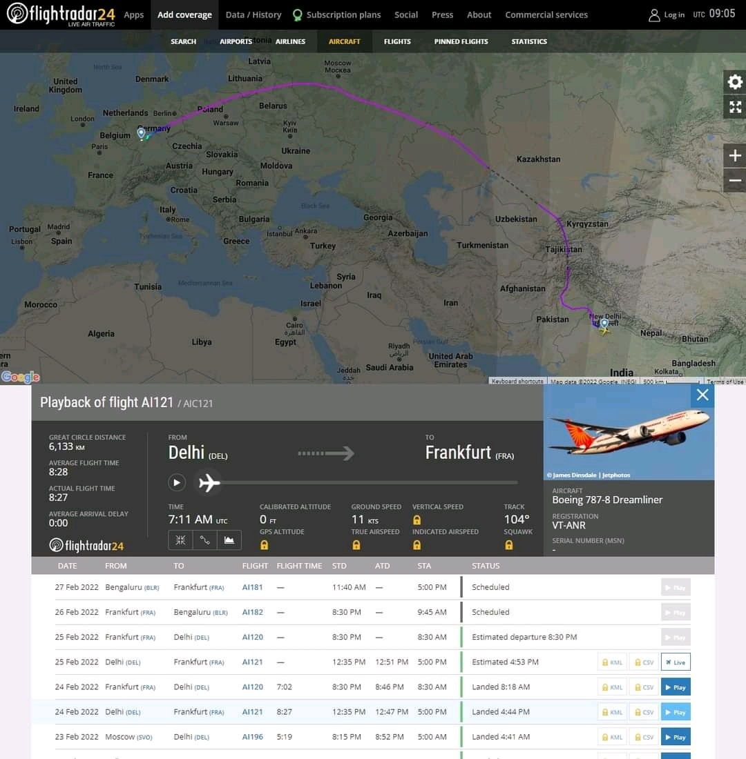 印度航空客機AI121正飛越烏克蘭領空 | LIHKG 討論區