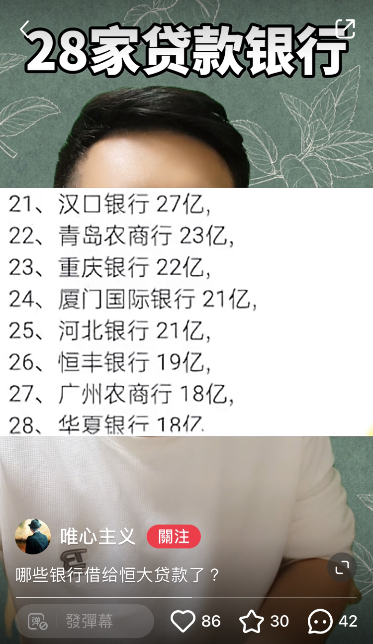 小紅書：恒大 借了以下28間銀行的錢list | LIHKG 討論區