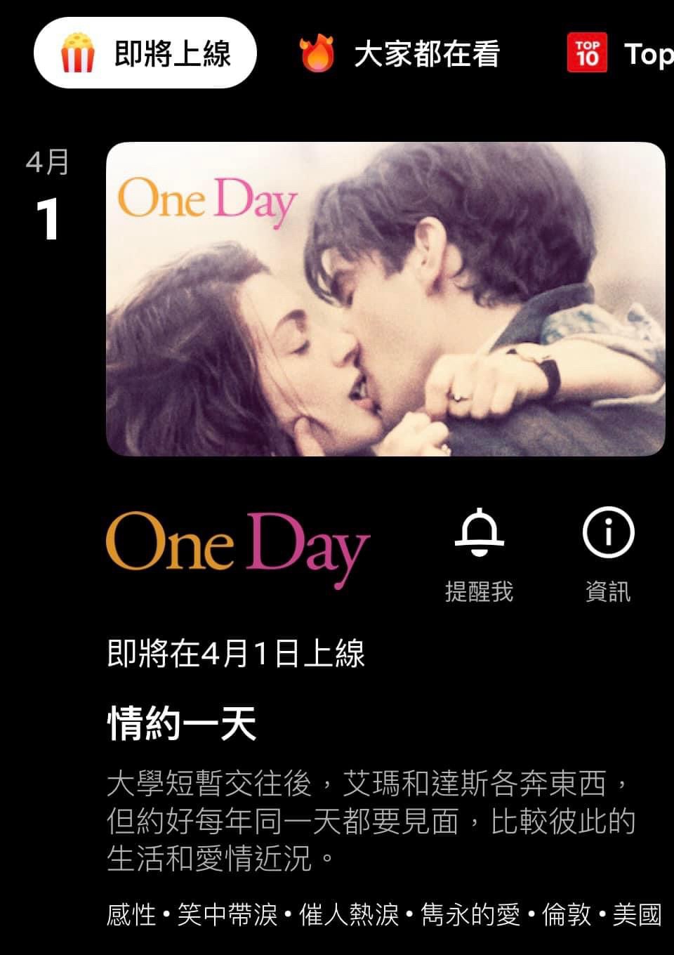 經典愛情電影"one day" Netflix 重拍影集版 | LIHKG 討論區