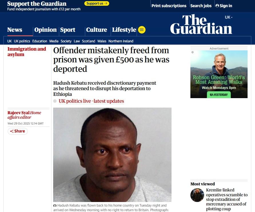 無證性罪犯錯誤釋放重新被捕後 施紀賢政府被揭給予500鎊酌情金要求離境 | LIHKG 討論區