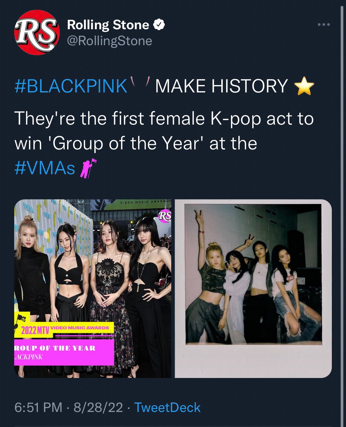 Blackpink超越BTS 贏左VMA年度組合!!! | LIHKG 討論區