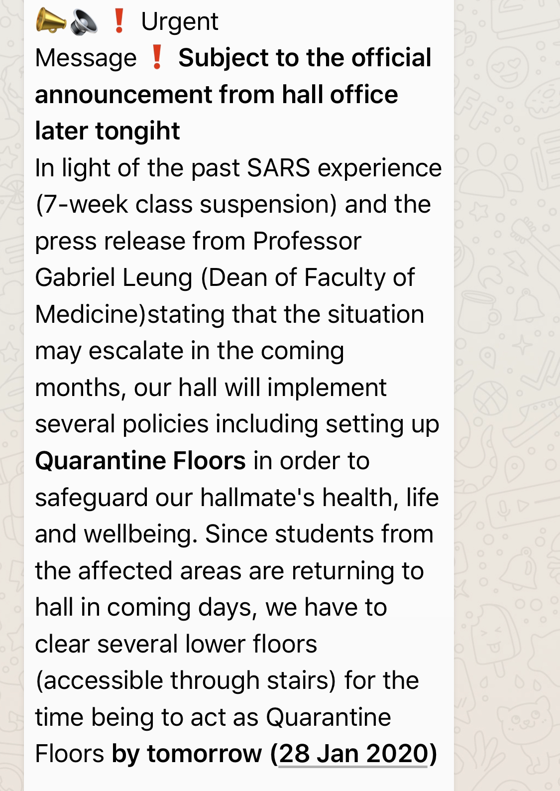 (已fc)HKU要求一村hall準備隔離層俾大陸學生自我隔離 | LIHKG 討論區
