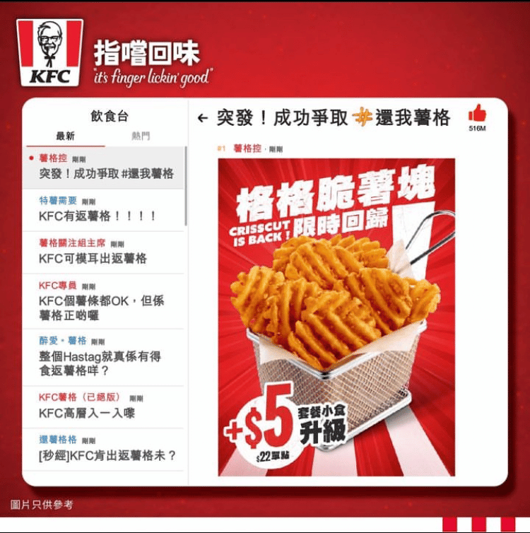 突發！KFC脆薯格格回歸！ | LIHKG 討論區