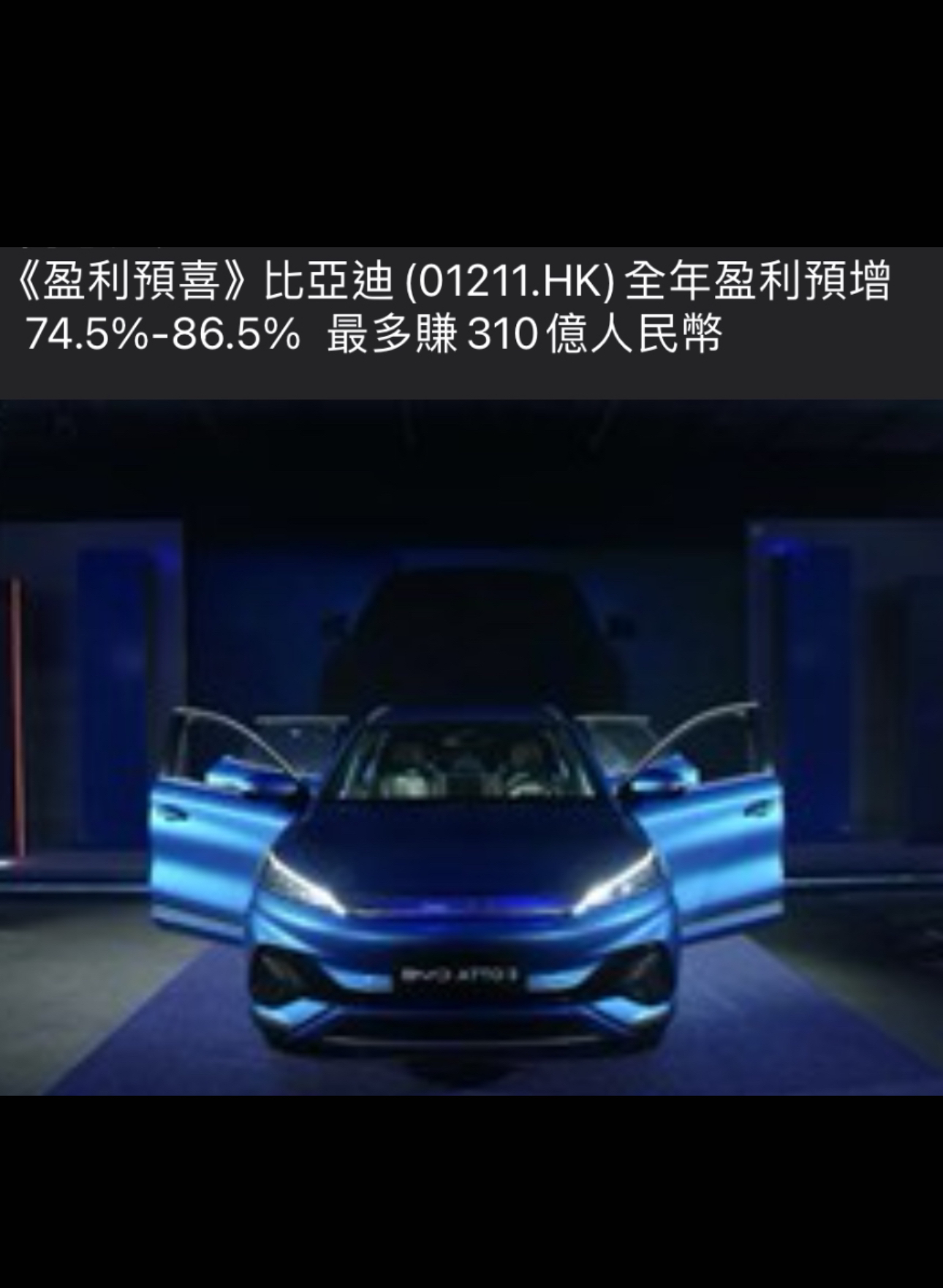 連登定律，越返越紅，爆炸照盈利預喜，比亞迪（01211.HK）全年盈利預增74.5%-86.5% 最多賺310億人民幣 | LIHKG 討論區