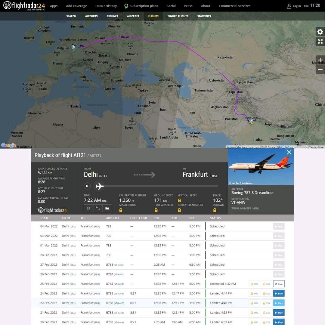 印度航空客機AI121正飛越烏克蘭領空 | LIHKG 討論區